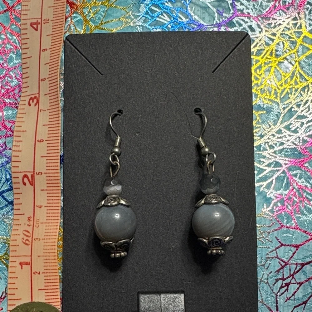 Jewelry | Gray Beaded Drop Earrings | Poshmark